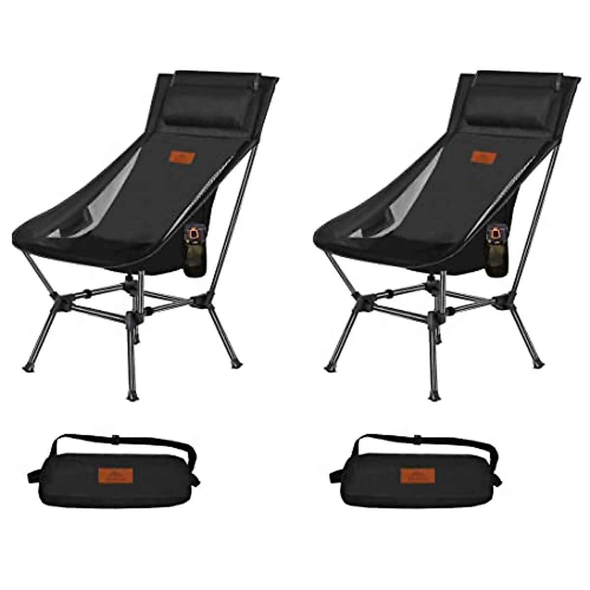 AnYoker Camping Chair, 2 Way Compact Backpacking Chair, Portable Folding Chair, Beach Chair with Side Pocket and headrest, Lightweight Hiking Chair 0166 (Ink 2 Pack)