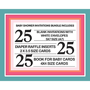 Paper Clever Party Woodland Invitation Kit for Baby Shower, Set Includes Blank Invites with Envelopes, Diaper Raffle Tickets and Bring a Book Cards, 25 of Each Design