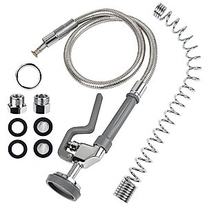 Commercial Sink Sprayer with Flexible Hose & Pre-Rinse Overhead Spring, High-Pressure Dish Spray Valve 38inch Stainless Steel Hose Easy Installation for Home Commercial Restaurant Industrial (Gray)