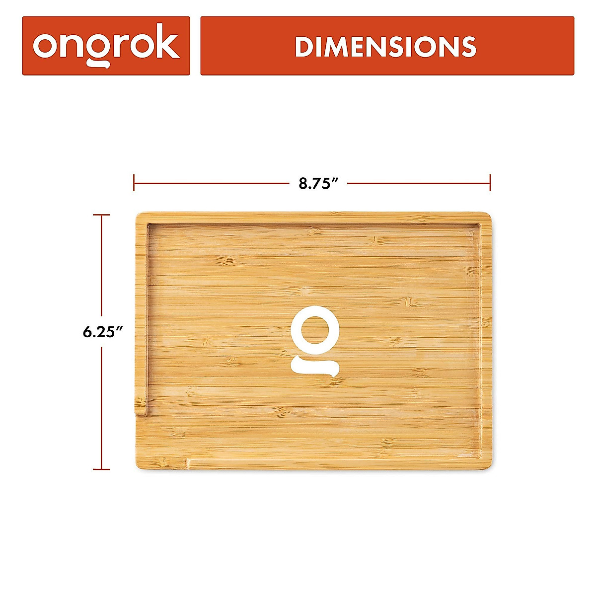ONGROK Bamboo Tray, Small (9x6 in), Mini Wooden Tray with Small Rolling Surface