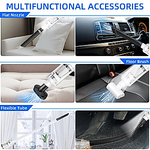 Upgraded Bug Vacuum Catcher and Handheld Car Vacuum Cleaner High Power 12000PA Handheld Vacuum Cordless, Portable Car Vacuum with LED Light,Hand Held Vacuum for Home Office Car Pet Insect(White)