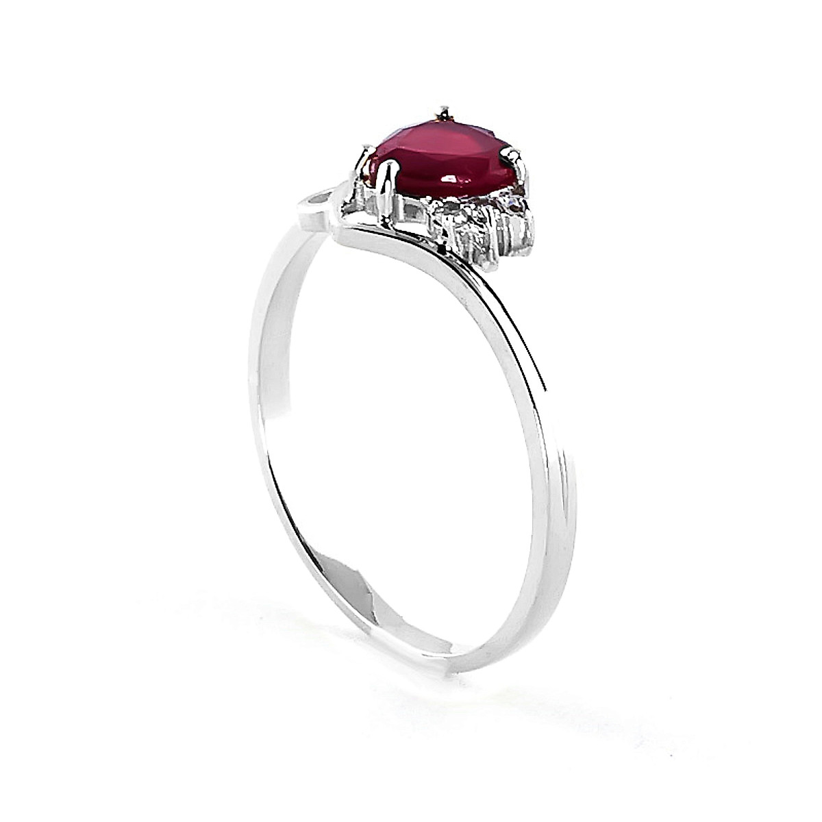 Galaxy Gold GG 14k Solid White Gold Angel's Heart - Heart Shaped 1.02 ct Ruby & Diamond Ring (8)