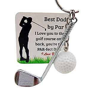 Westmon Works Golf Club Keychain Best Dad by Par Metal Key Ring for Golfer Daddy with Card for His Birthday orFathers Day
