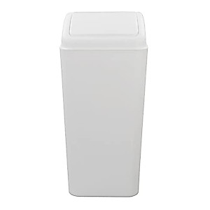 Xowine 4.2 Gallon Plastic Trash Can, Small Garbage Can with Swing Top Lid, White