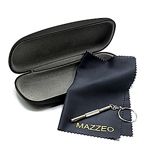 Mazzeo Hard Shell Glasses Case Kit With a Cleaning Cloth and Repair Tool For Men or Women (Black w Glasses)