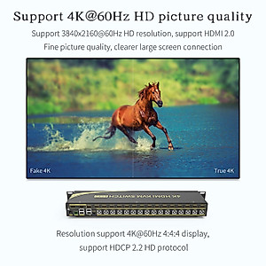 eKL KVM Switch, 16 Port v2.0 HDMI KVM Switch Supports Hotkeys Swapping 4K@60Hz 4:4:4 1080p 3D, 16 in 1/2 Out 16 PCs Sharing with One Set of Keyboard and Mouse