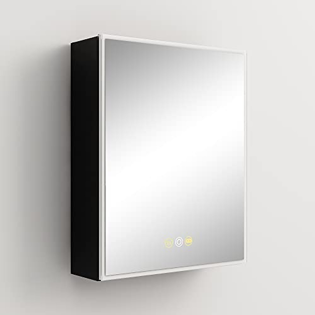 tunuo Black Medicine Cabinets for Bathroom with Mirror, 24”W x 30”H Surface Wall Mounted LED Medicine Cabinet with Lights, Defogger, Dimmer, Outlets & USB, Single Door