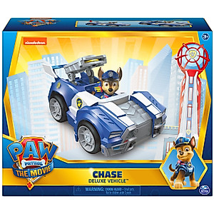 Paw Patrol, Chase’s Deluxe Movie Transforming Toy Car with Collectible Action Figure, Kids Toys for Ages 3 and up