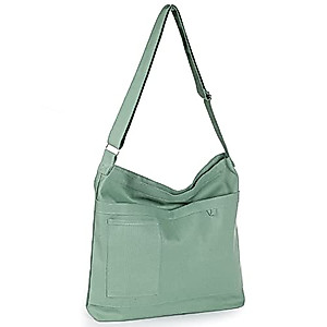 WantGor Canvas Tote Bag for Women, Large Crossbody Bag Shoulder Hobo Handbags Casual Work Shopping Bags (Green)
