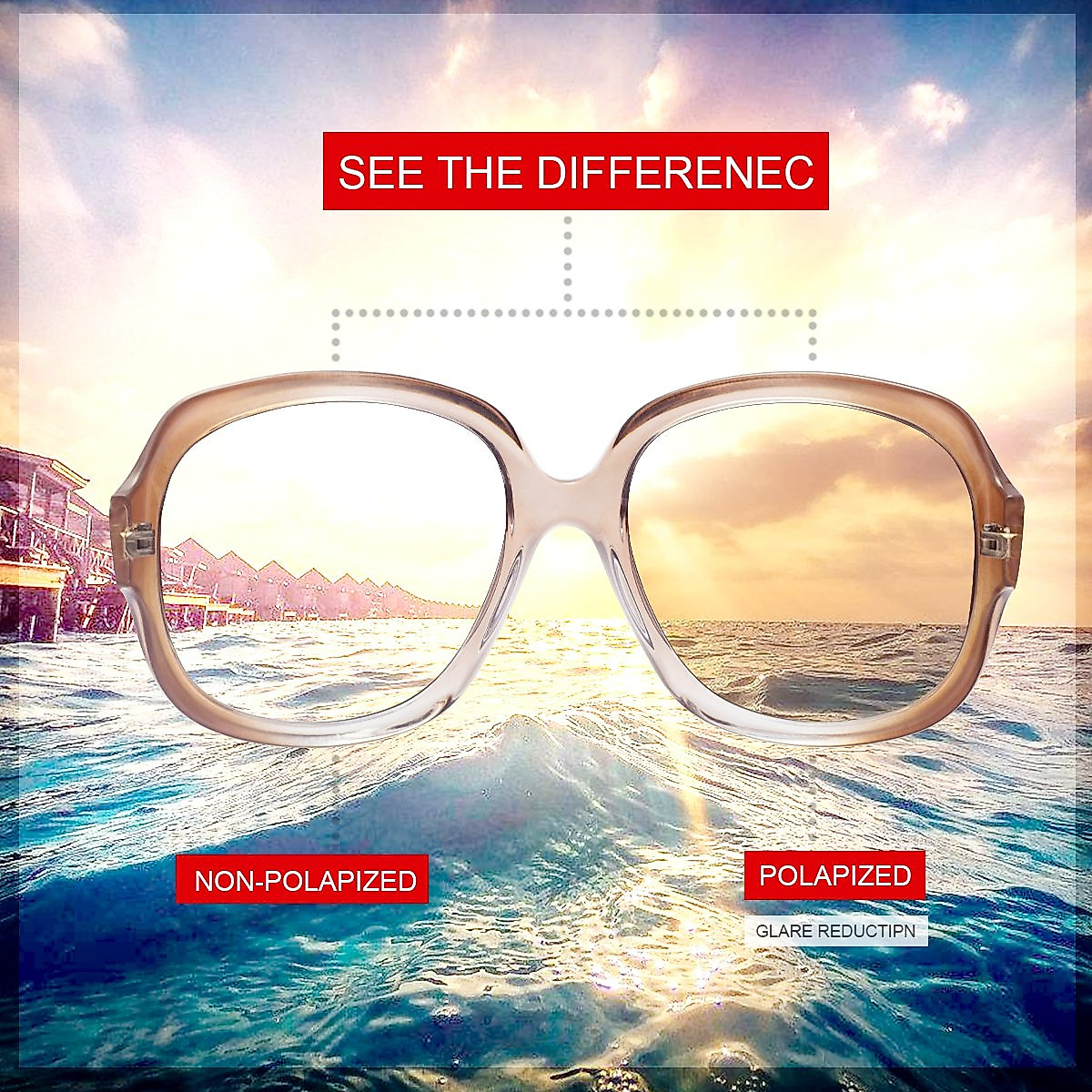 AkoaDa Polarized Sunglasses for Women, UV400 Lens Sunglasses for Female Fashionwear Pop Polarized Sun Eye Glass(Champagne)