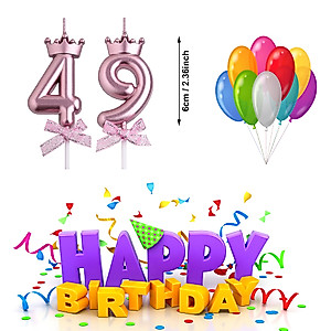 VSHILI 49th 94th Birthday Candles, Rose Gold 94 49 Year Old Number Birthday Candles, Happy Birthday Party Cake Topper Decoration Gifts for Women Men