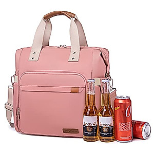 Womens Cooler Bag 22qt Collapsible Pink Soft Sided Car Cooler, 36 Can Lunch Cooler, Large Portable Leakproof Lunch Tote Bag Wine Cooler for School, Travel, Beach, Camping, Picnic, Fishing, Floating