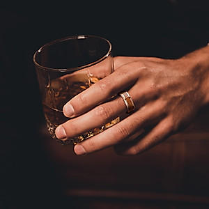 King Will Nature Koa Wood Inlay Tungsten Carbide Wedding Ring 8mm Rose Gold High Polished Comfort Fit 9.5