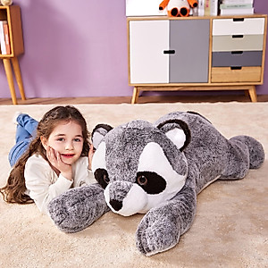 IKASA Giant Raccoon Stuffed Animal Plush Toy,Large Racoon 30" Cute Jumbo Soft Toys,Huge Big Size Plushy Fluffy Fat Oversized Plushie,Gifts for Kids