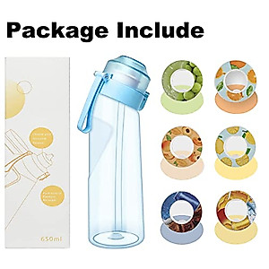 Water Bottle with Flavor Pods,Fruit Fragrance Water Bottle,Scent Water Cup,Sports Water Cup Suitable for Outdoor Sports(B.21.9Oz(Blue)+6 Pods))