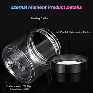 36 Pack 4 OZ Jars Round Clear Cosmetic Container with Lids, Eternal Moment Plastic Slime Jars for Lotion, Cream, Ointments, Makeup, Eye shadow, Rhinestone, Samples, Pot, Travel Storage