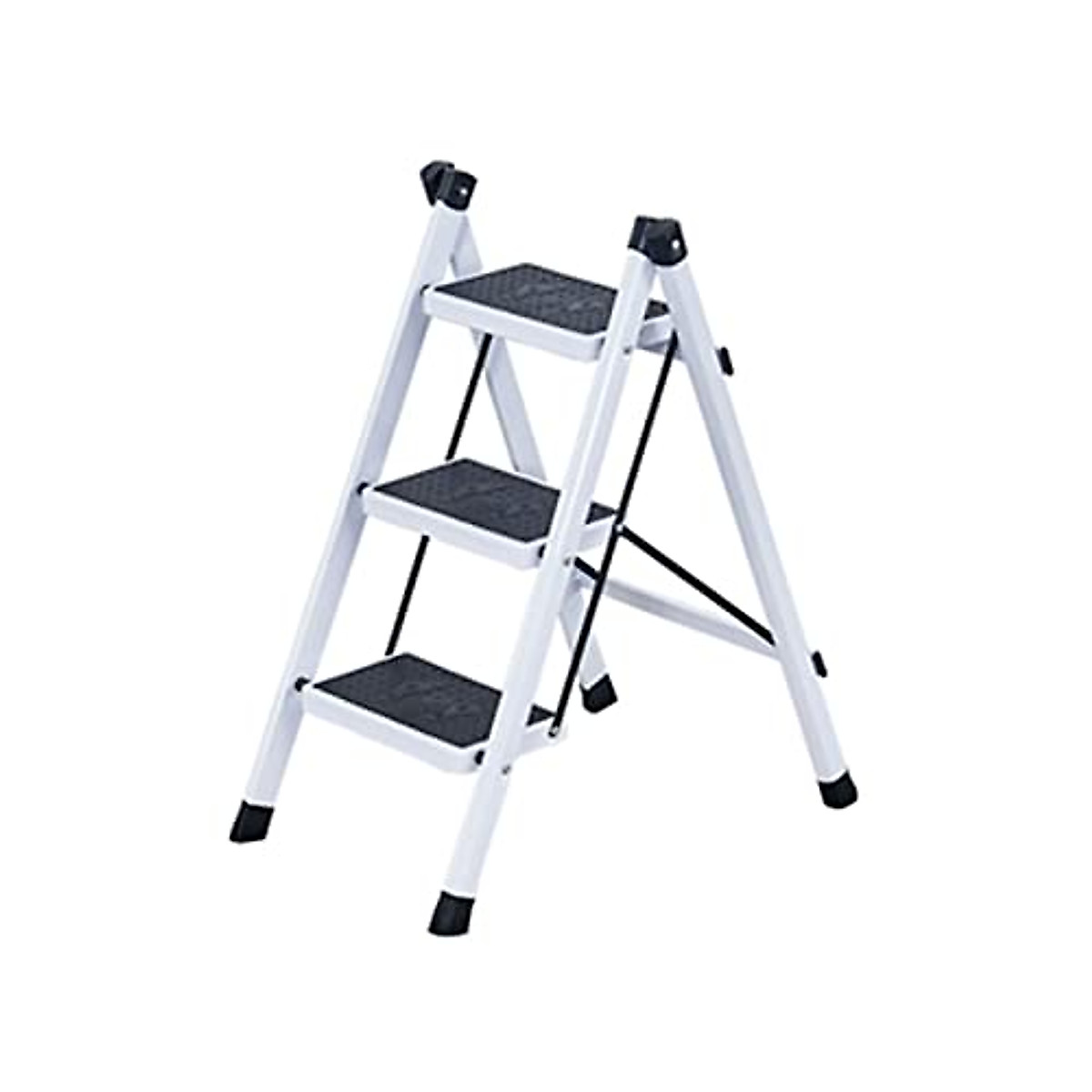 LUCEAE Step Stool3Step Steel Ladder Folding Step Stool,Sturdy and Durable Extra Wide Treads with Non-Slip Rubber Sleeve,Portable and Lightweight Home/Kitchen/Closet/Bedroom/Office Wide Platform Steps
