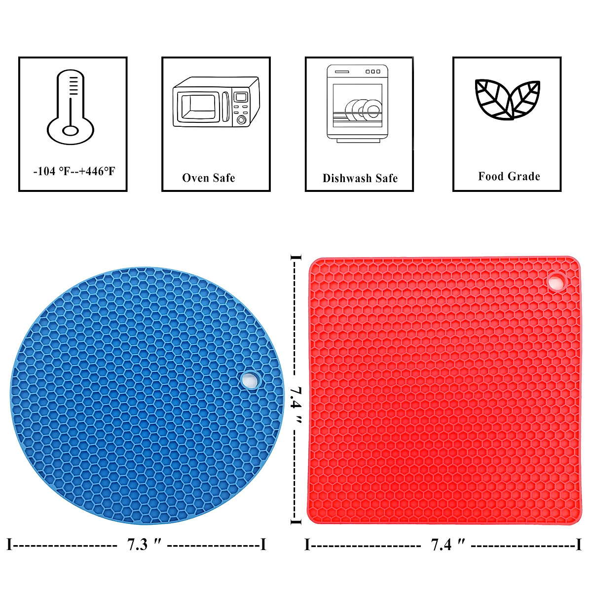 Silicone Trivet Mat, Pot Holders, Hot Pads, Non-Slip Mat,4 Pack (Mixed)
