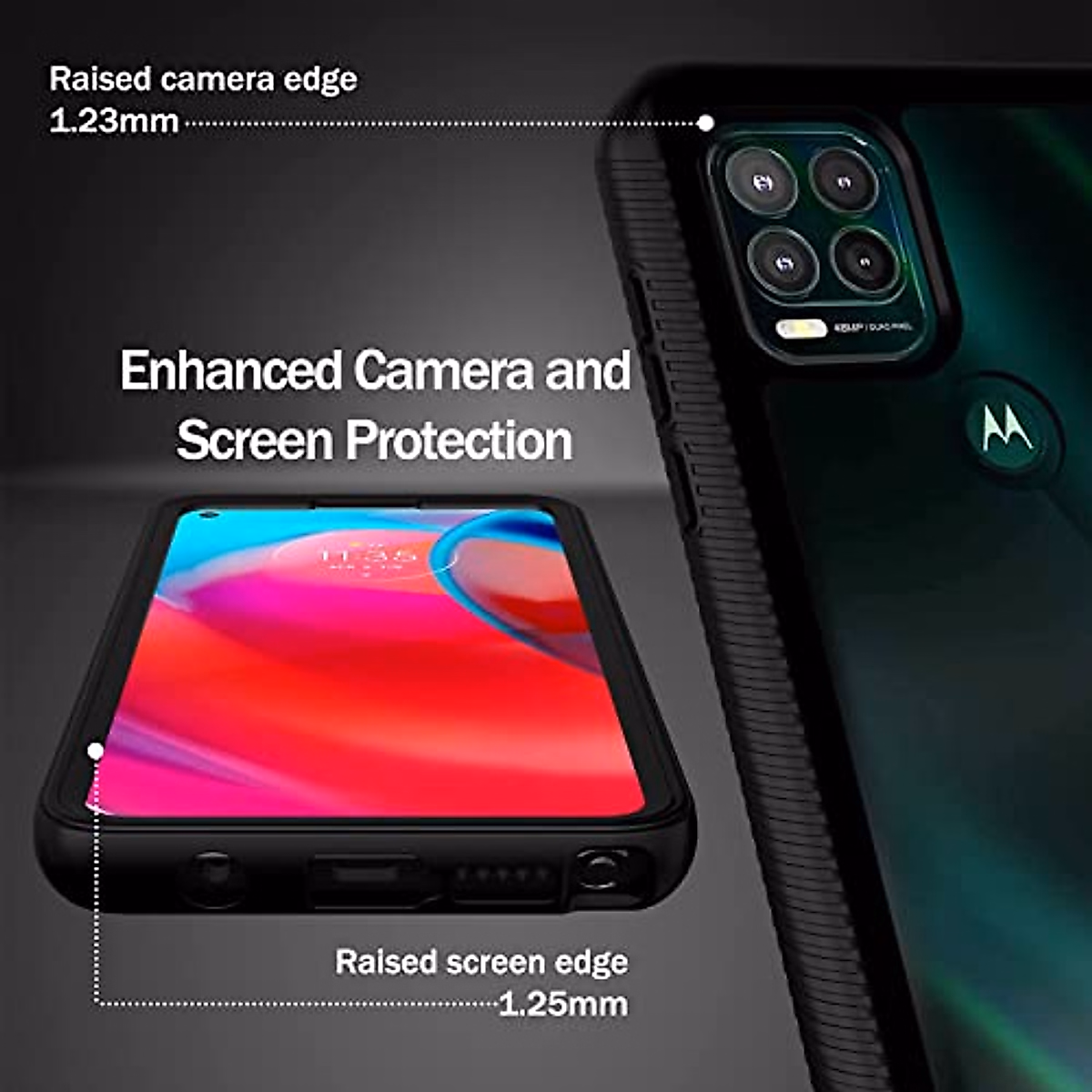 wahhle Compatible with Moto G Stylus 5G Case, Built in Screen Protector Full Body Shockproof Slim Fit Bumper Protective Phone Cover for Motorola G Stylus 5G Men Women-Black/Clear