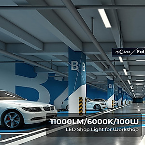 YQNLIFA 4Pack 100W Shop Light, 11000LM 6000K Daylight White Super Brighter LED Shop Light, IP66 Waterproof Garage Light with 1.8M/6FT Cord Bay Light for Workshop Yard Garage Warehouses Yard