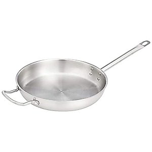 AmazonCommercial 12" Stainless Steel Aluminum-Clad Fry Pan with Helper Handle