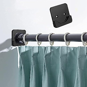 4pcs Adhesive Shower Curtain Rod Holder Adhesive Wall Mounted Shower Curtain Rail Holder Black Shower Curtain Rod Holder with Screws Shower Rod Retainer for Bathroom Bedroom (Curtain Rod Not Included)