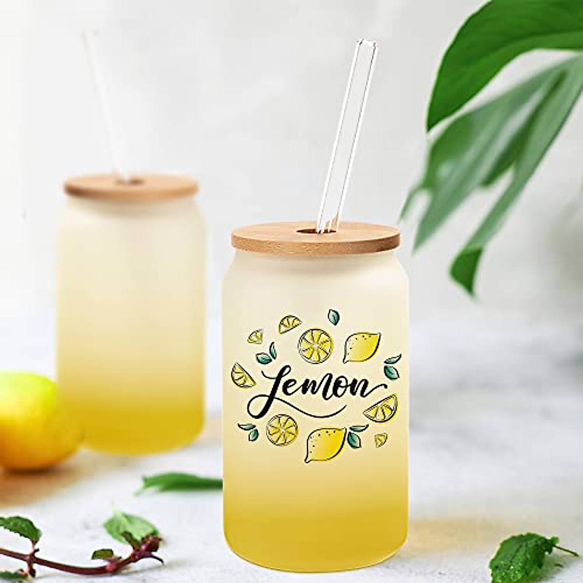 Frosted Beer Can Glass 18 oz - 12 Pack Individually Boxed For Sublimation Glass Blanks with Bamboo Lid and Plastic Straw Or For General Frosted Glass Cup Use - 6 Blank and 6 Multi-Color Glass Cans