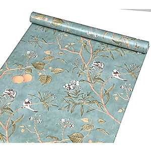 Vintage Botanical Birds Peel and Stick Wallpaper Vinyl for Walls Kitchen Bathroom Bedroom Cabinets Decor Self Adhesive Apple Tree Contact Paper Shelf Drawer Dresser Liner 17.7X117 Inches