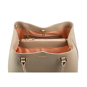 Alinari Firenze Leather Handbag for Women – Designer Tote Bag for Ladies in Elegant and Casual Style – Made in Italy (Taupe)