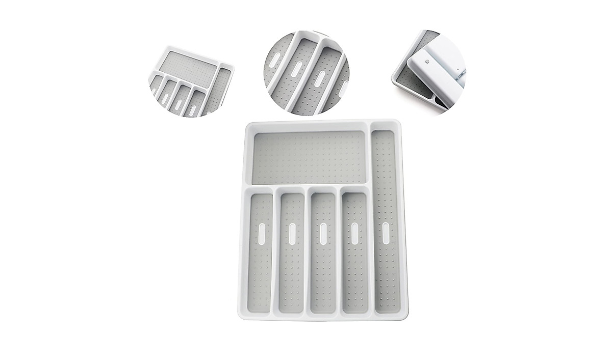 Uniturcky Large Silverware Tray - 6 Compartment Organizer for Kitchen