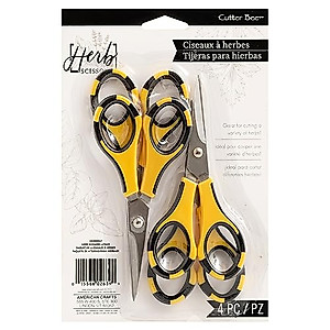 EK Tools Cutter Bee Scissors, 4 pack, Black and Yellow, Multi Pack Scissors for Fabric, Embroidery, Crafting, Herbs, Gardening, Office, Home, and All Purpose