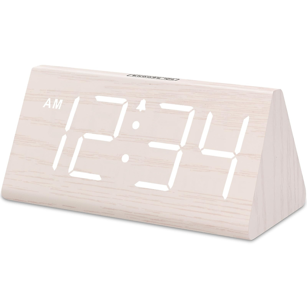 DreamSky Wooden Digital Alarm Clock for Bedroom - Living Room Desk Clock with Large Numbers, Bedside Nightstand Clock with USB Port, Adjustable Volume, Dimmer, Snooze, DST, Office Wood Décor, Gifts