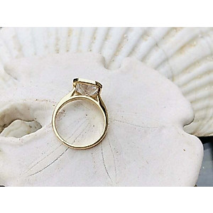 BeBold 2ct Engagement Ring for Women Radiant Cut Simulated Diamond CZ Bezel Set Solitaire Yellow Gold Plated