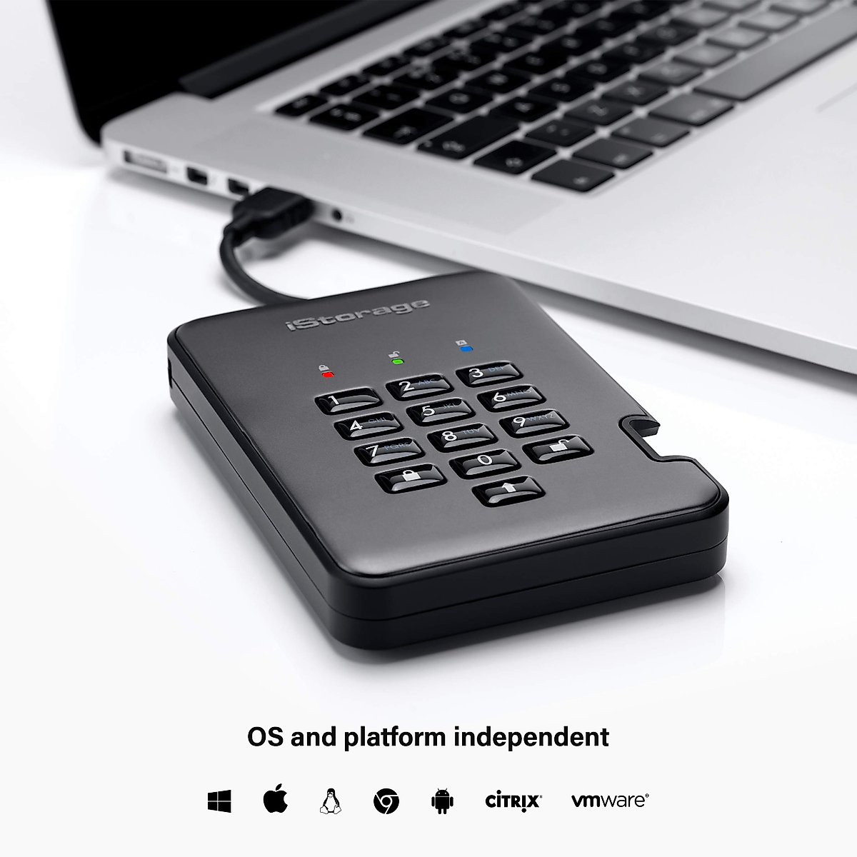 iStorage diskAshur PRO2 SSD 512GB Secure portable solid-state drive - FIPS Level 2 certified - Password protected, dust & water resistant, military grade hardware encryption IS-DAP2-256-SSD-512-C-G