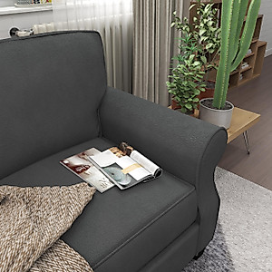 Sunrise Coast Loveseat Sofa 56'' Small Couches for Living Room Upholstered 2 Seater Sofas with Round Armrest Cushion with Zipper, Grey