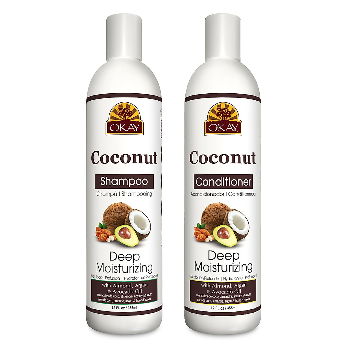 OKAY-Shampoo and Conditioner Coconut Hair Care Set Deep Moisturizing- Set Of 2 X 12 Oz
