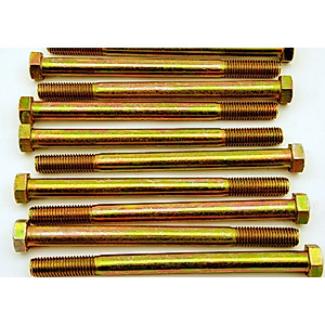 (6) Hex Head 5/8-11 x 8-1/2" Grade 8 Bolts Yellow Zinc Cap Screws