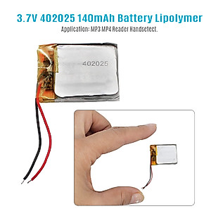 JIATONG 3.7V 402025 140mAh Battery Lipolymer for MP3 MP4 Reader Handset Pack of 2