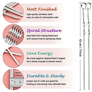 Metal Skewers For Kabobs - 17 inch BBQ Skewers For Grilling, 24 Pack Shish Kabob Skewers, Flat Stainless Steel Barbecue Skewers Grill Stick Set for Grilling Meat, Chicken, Shrimp, Fruit, Vegetables