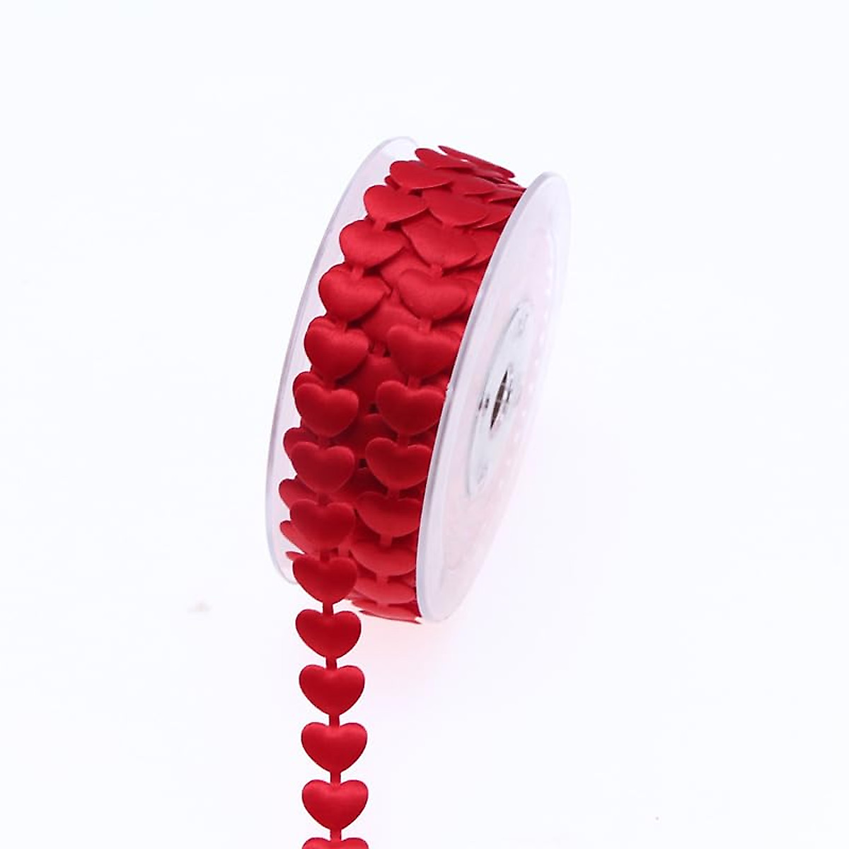 MRSRIBBON 5/8” Love Heart Ribbon for Crafts - 20meters/roll Red/White Embossing Ribbon with Hearts for Valentine’s Day Gift Wrapping, Home Decor Red
