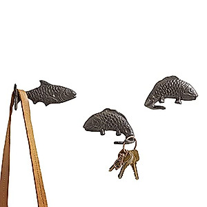 47th & Main Coastal Cast Iron Decorative Wall Hook, Set of 3, Fish