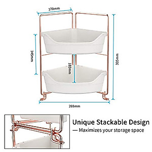 kaileyouxiangongsi 2-Tier Cosmetic Storage Shelf, Bathroom Countertop Organizer, Vanity Tray Cosmetic & Makeup Storage, Corner Storage Shelf,Spice Rack（Rose Gold）