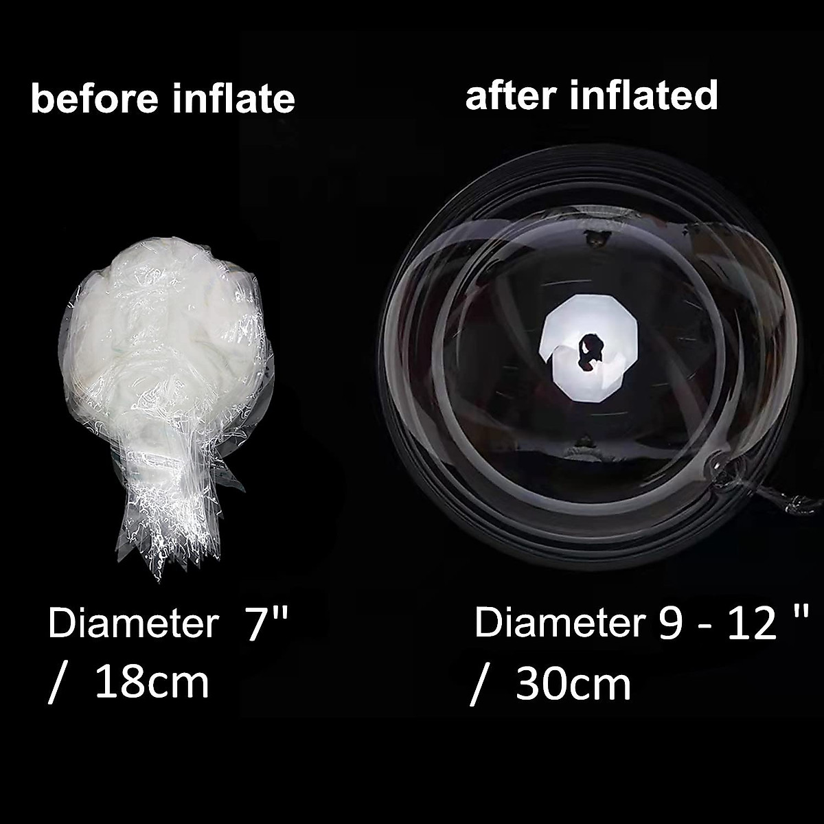 Clear Balloons, 18" Pre Stretched 15 Packs Big Stuffing Crystal Clear Bubble Bobo Balloons for Air or Helium Use