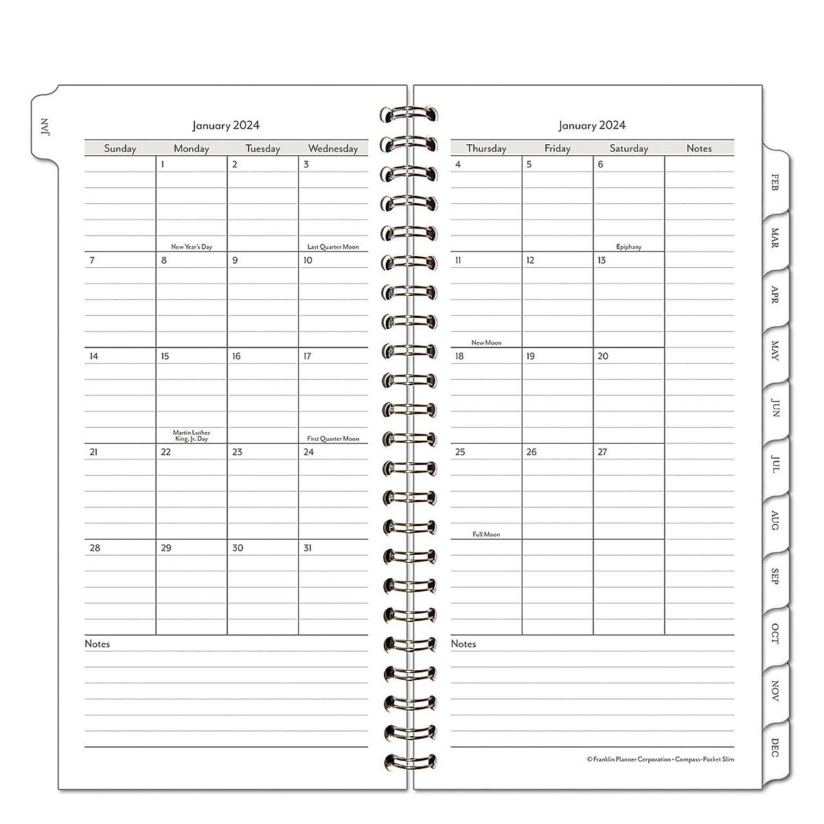 FranklinCovey - Compass Weekly Wire-Bound Planner (Pocket Slim, Jan 2024 - Dec 2024)