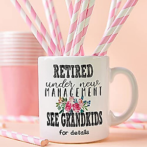 Fatbaby Retirement Gifts for Women,Retired Under New Management See Grandkids For Details Coffee Mug,Happy Retirement Mug for Women 2023,Funny Retirement Gifts for Coworker