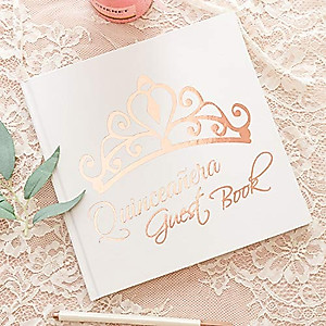Calculs Libro De Firmas para Quinceañera Guest Book 15th Quinceanera Party Favors 8.5” Rose Gold Book Polaroid Photo Album Decorations