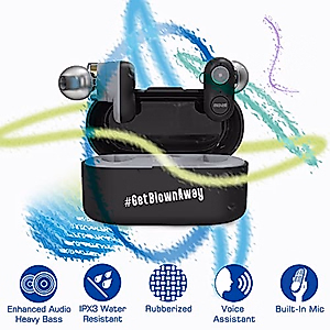 Maxell High Fidelity Dual Driver True Wireless Earbuds, Bluetooth 5.0, 20HRS of Playtime, IPX3 Water Resistant, Black/Grey, (199652)