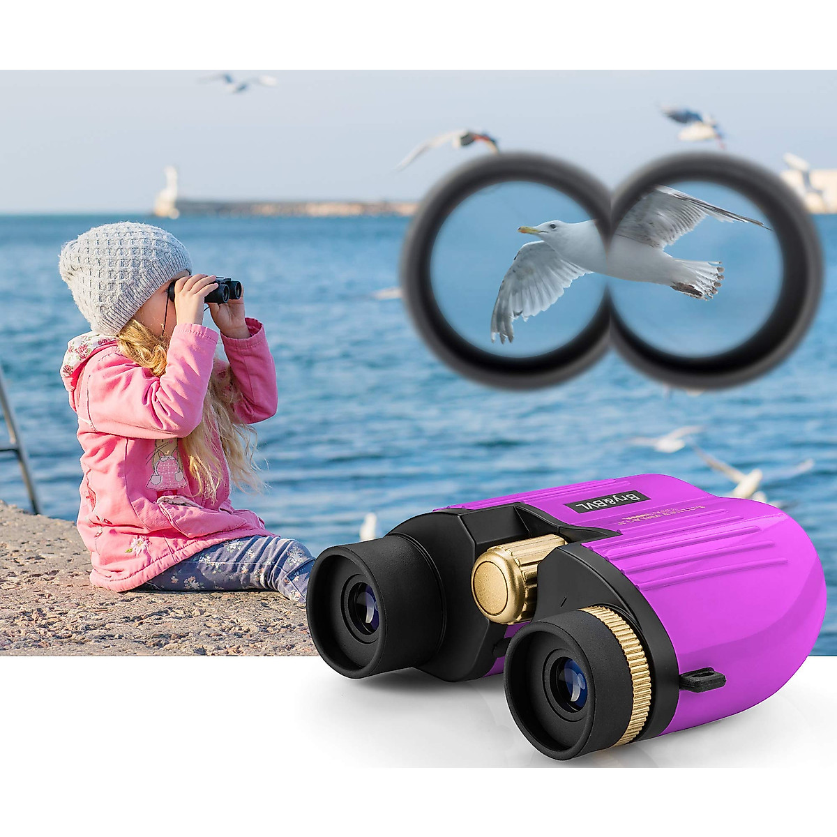 Outdoor Exploration Kit, Children’s Toy Binoculars, Great Kids Set for Camping, Hiking, Educational and Pretend Play - Toys Kids for Boys & Girls Age 3-12 Year Old Camping Hiking (Purple)