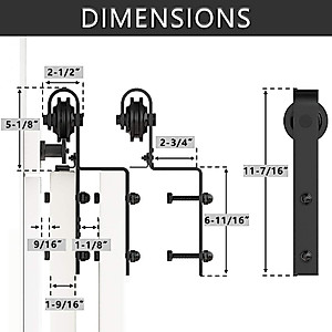 skysen 6FT Heavy Duty Sliding Barn Door Hardware Single Track Bypass Double Door Kit Black(Bypass J Shape-1)
