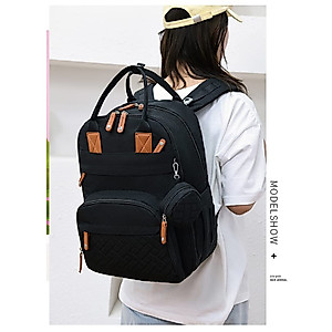 UISKOOPW Diaper Backpack, Baby Nappy Waterproof Changing Bags Travel BackPack with Changing Pad & Stroller Straps (Black)